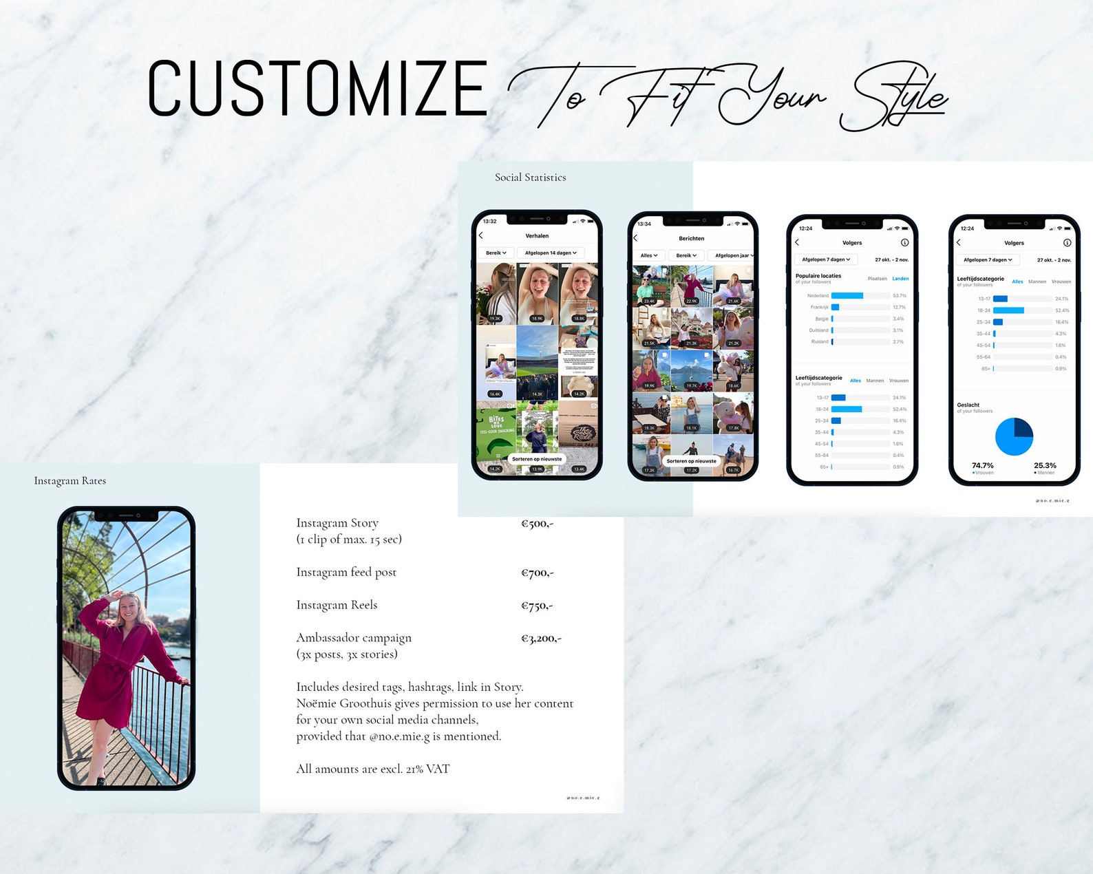Instagram Statistics + Rate Template Photoshop - Influencer Rate Sheet ...