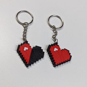 8 Bit Full and 1/2 Heart 3D Printed Keychain - Etsy