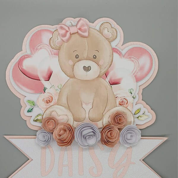Teddy Bear Pink Cake Topper - Etsy