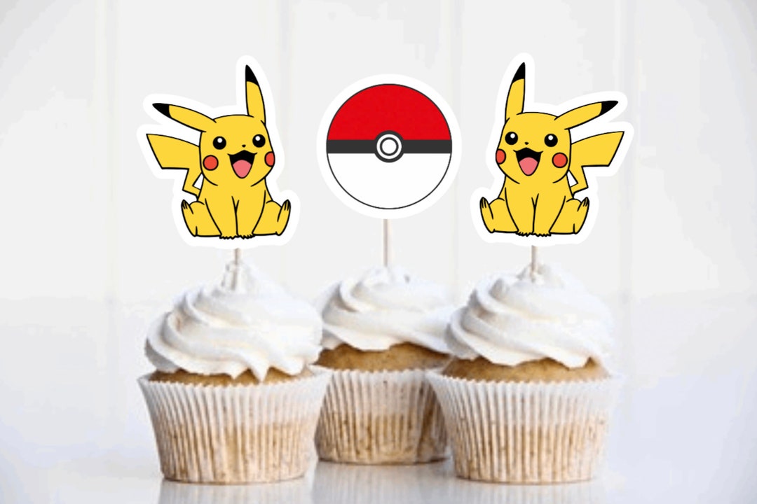 Pokemon Pikachu Pokeball Cupcake Toppers Classic Pokemon Kids Birthday ...