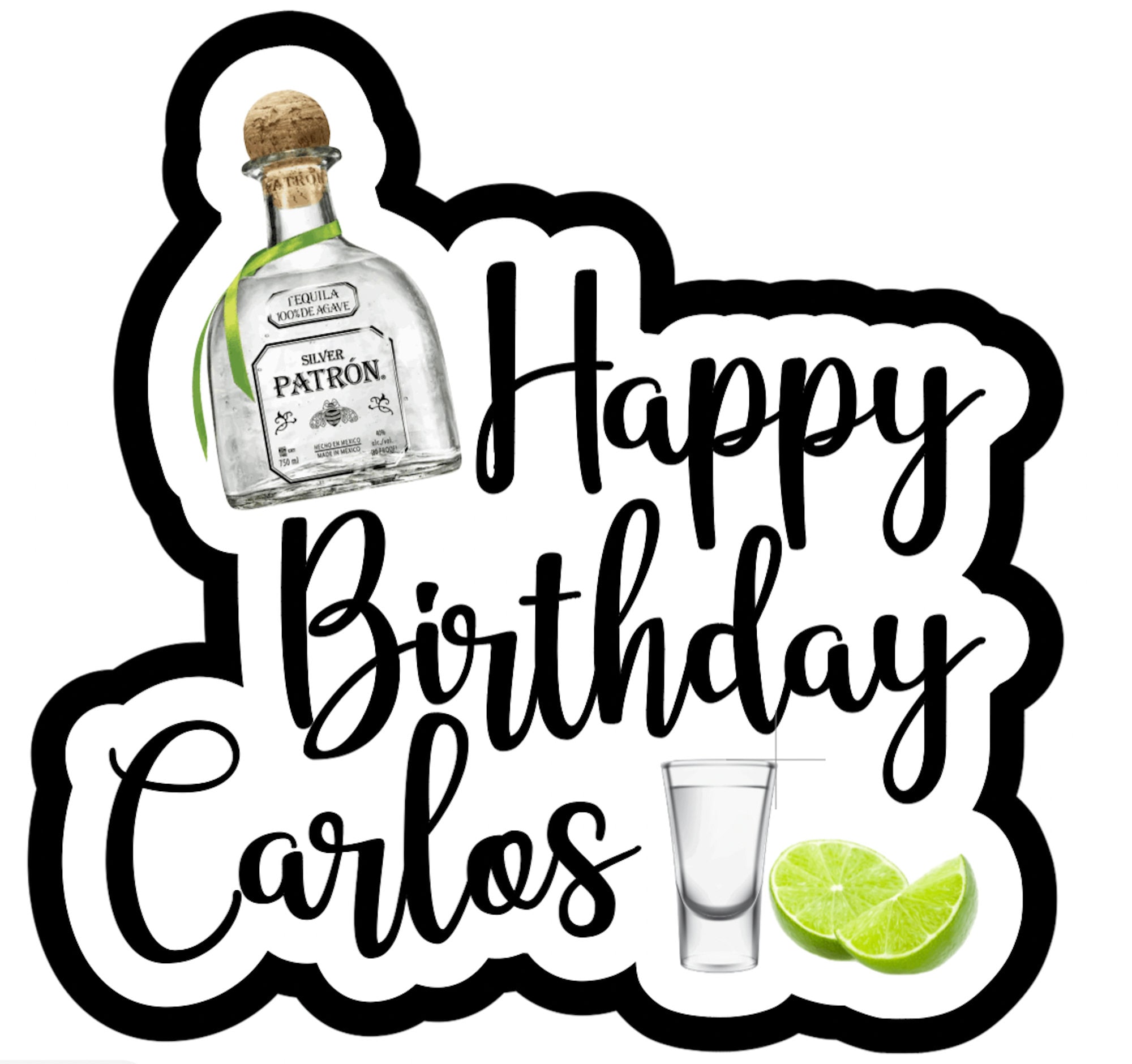 Customizable Patron Inspired Cake Topper - Etsy