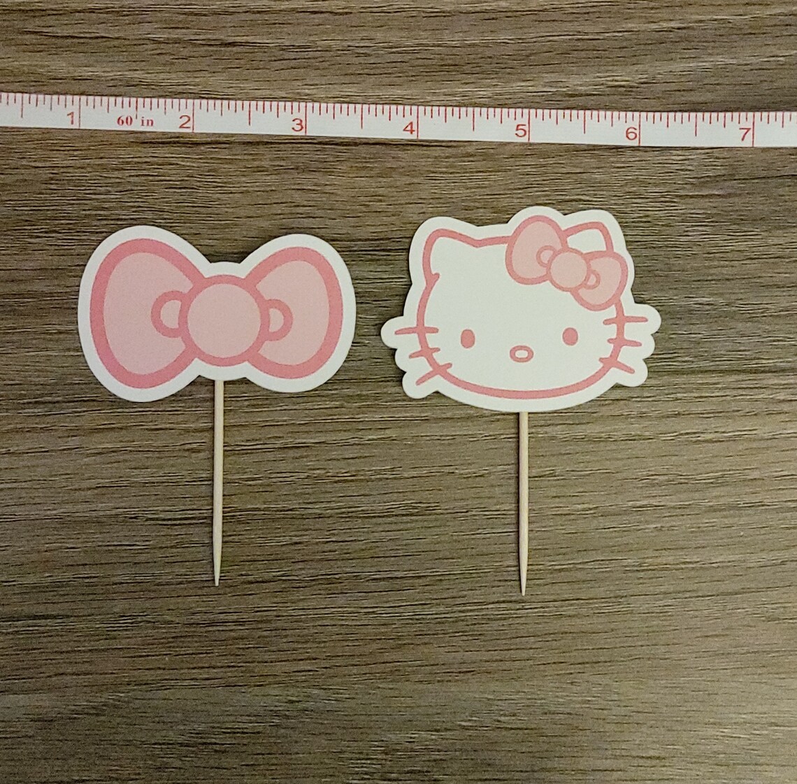 Hello Kitty | Cupcake Toppers | Red Bow | Pink Bow | Kids Party ...