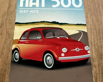 Fiat 500 Poster - Etsy