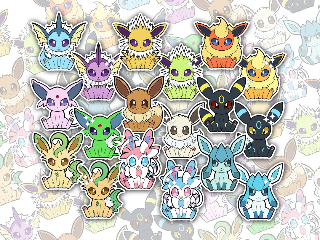 Stickers Eevee and Eeveelutions - Etsy