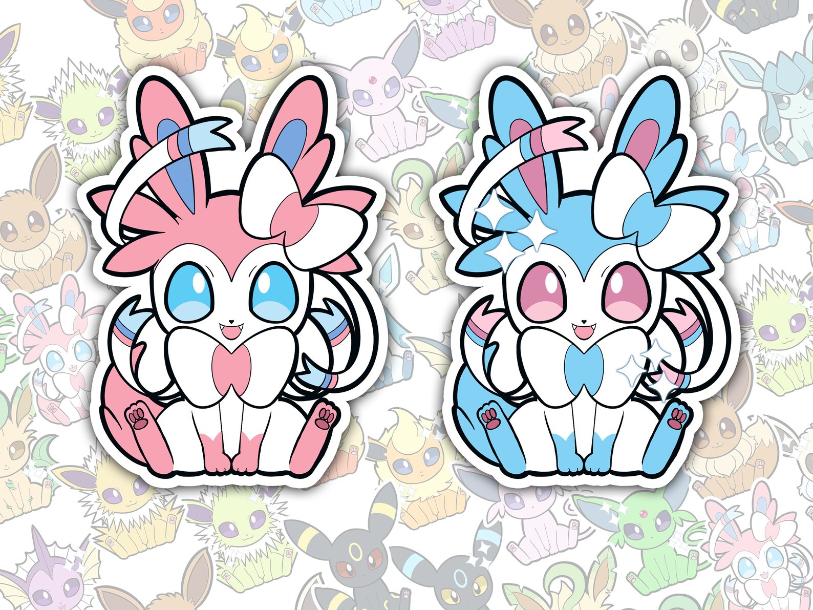 Stickers Eevee and Eeveelutions - Etsy