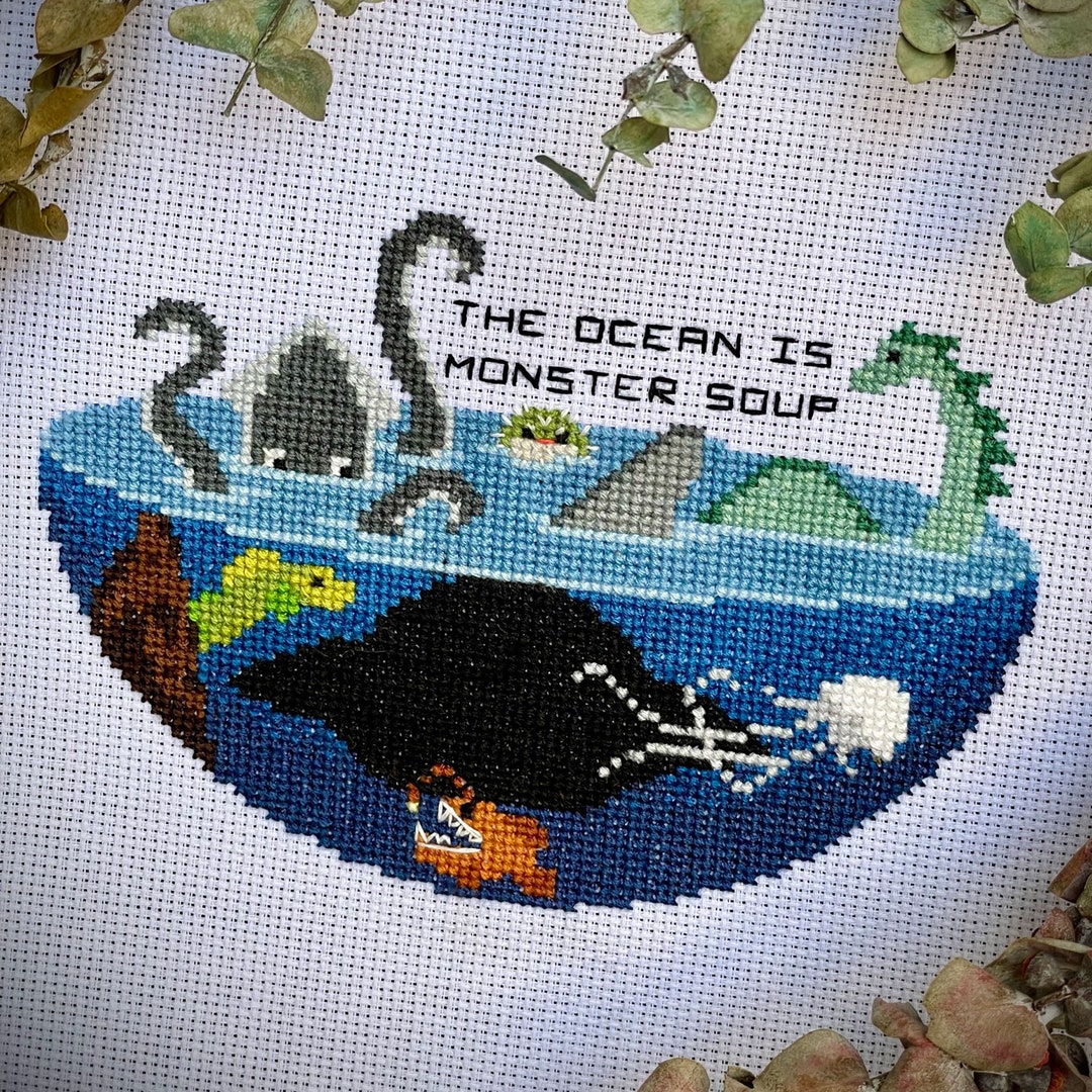 Ocean Monsters, Ocean Creatures, Monster Soup Cryptid Cross Stitch ...