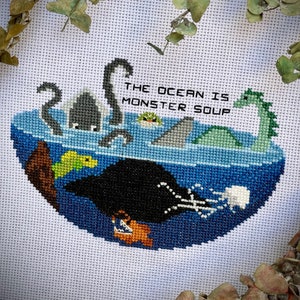 Ocean Monsters, Ocean Creatures, Monster Soup Cryptid Cross Stitch ...