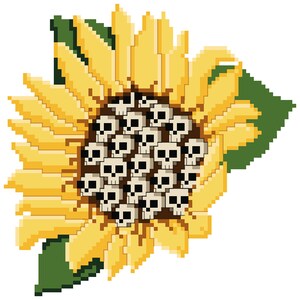 Blooming Skullflower, Spooky Sunflower, Creepy Flower Cross Stitch ...