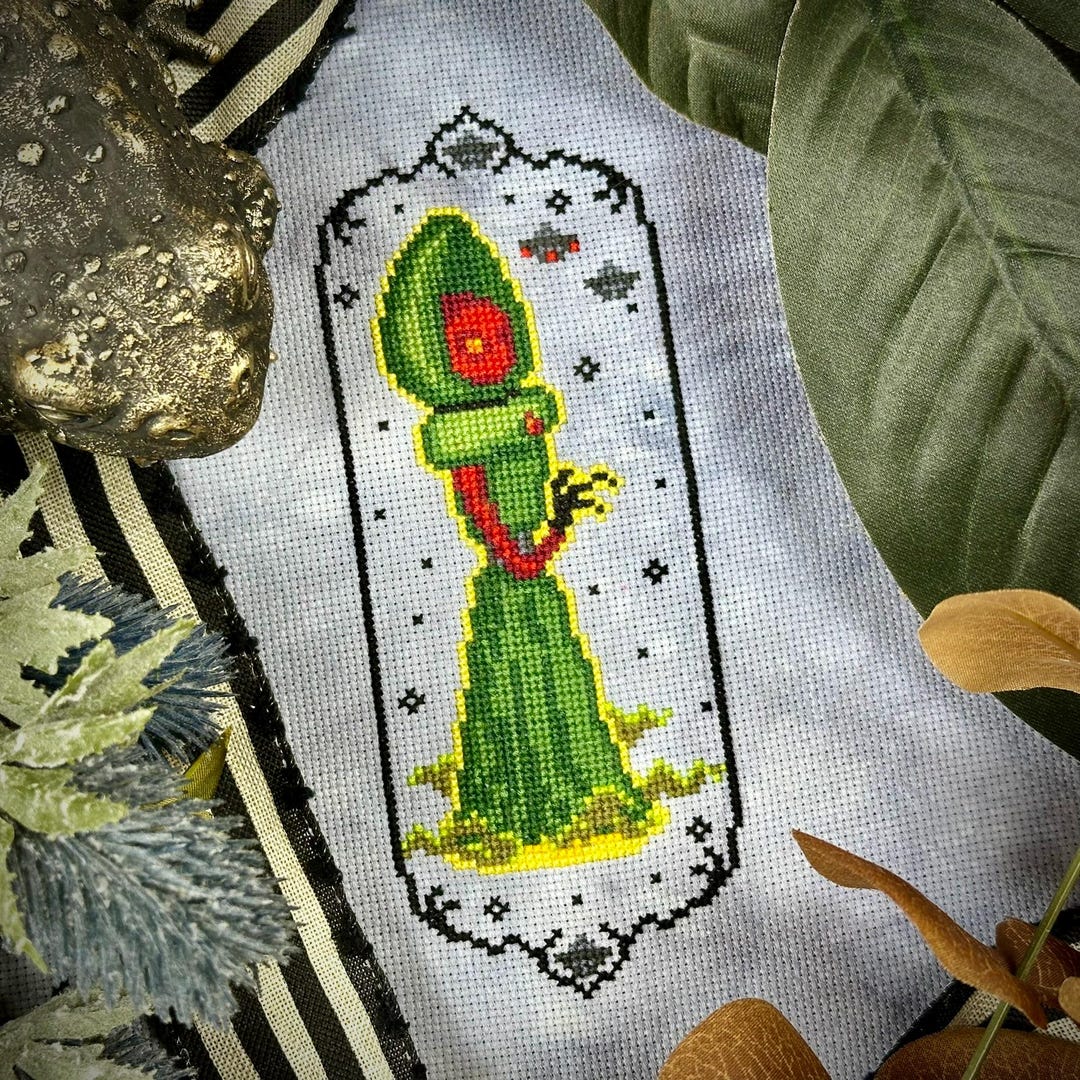 Cryptid Culture Flatwoods Monster Cross Stitch, Alien Monster Cryptid ...