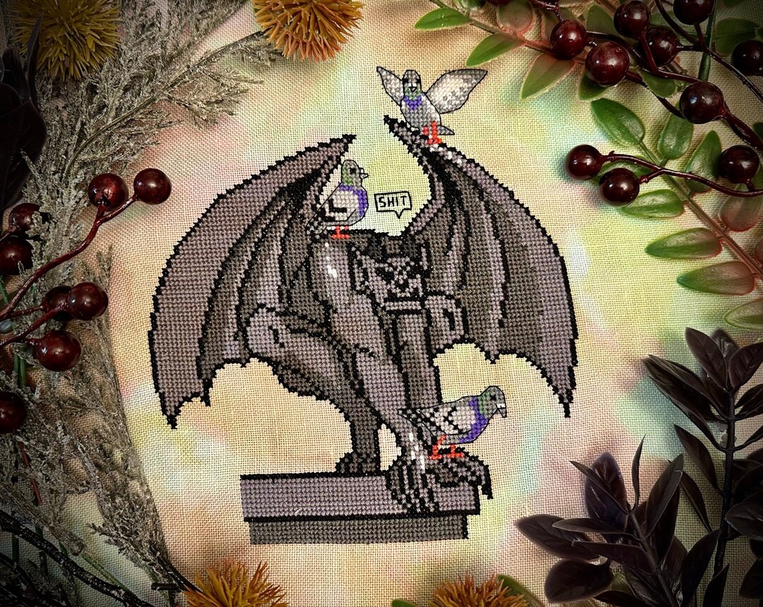 Gargoyle Statue Gothic Gargoyle Pigeons on Grotesque Statue - Etsy