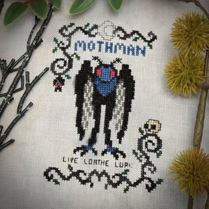 Mothman Cross Stitch, Moth Cryptid, Mothman Cross Stitch Digital ...