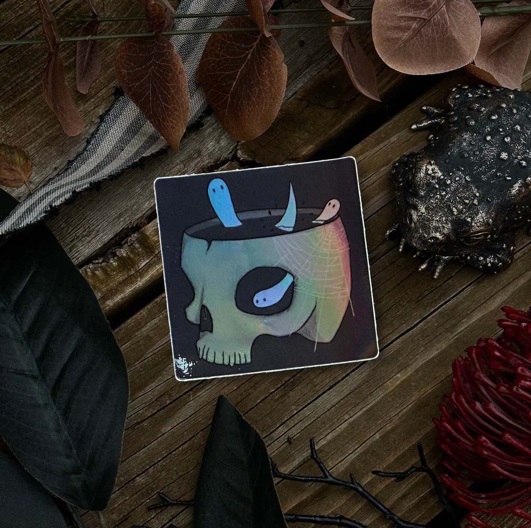 Spooky Pool Holographic Skull Sticker Swimming Ghosts Holo - Etsy