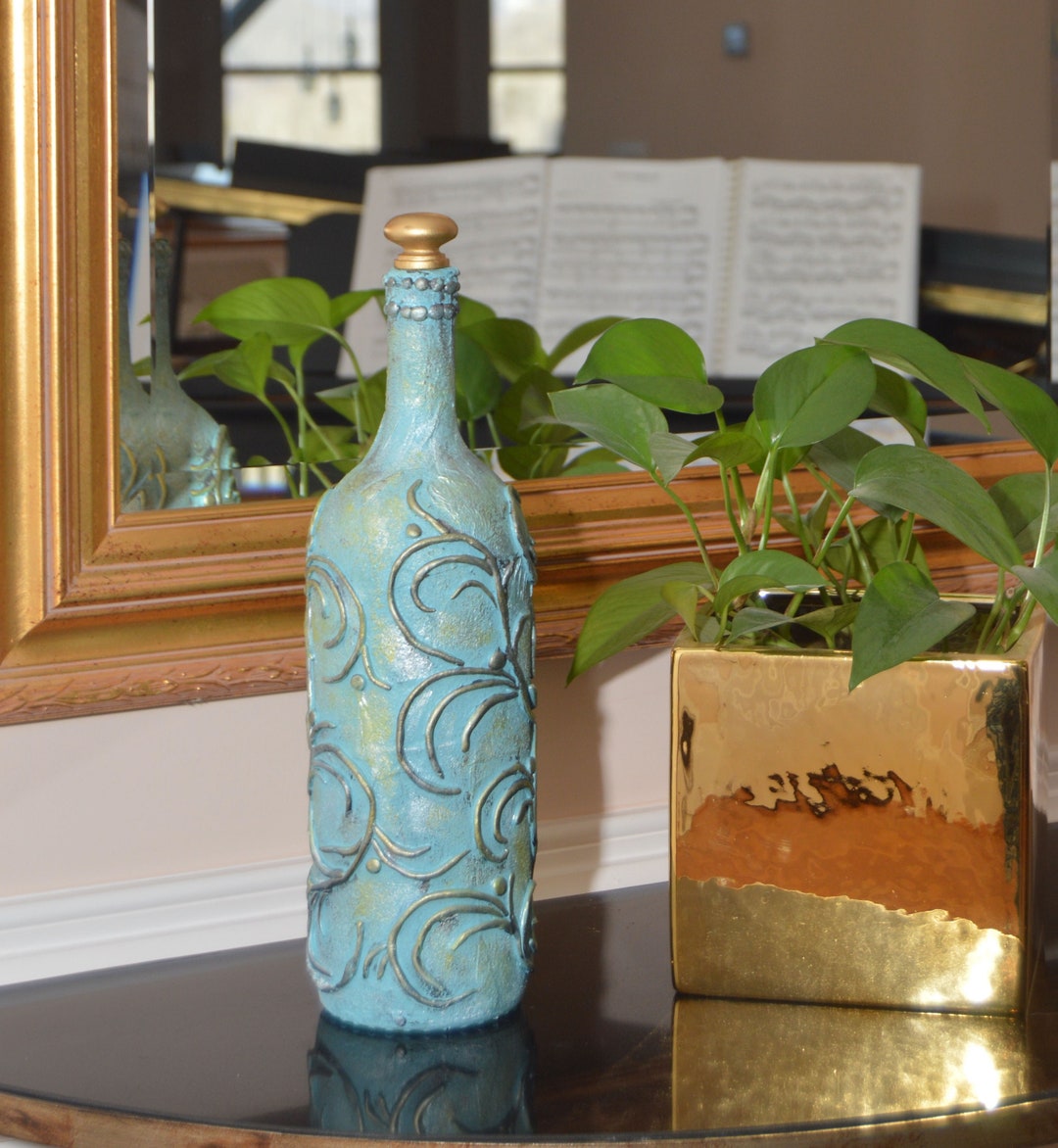 Artistically Upcycled Wine Bottle Decor - Etsy
