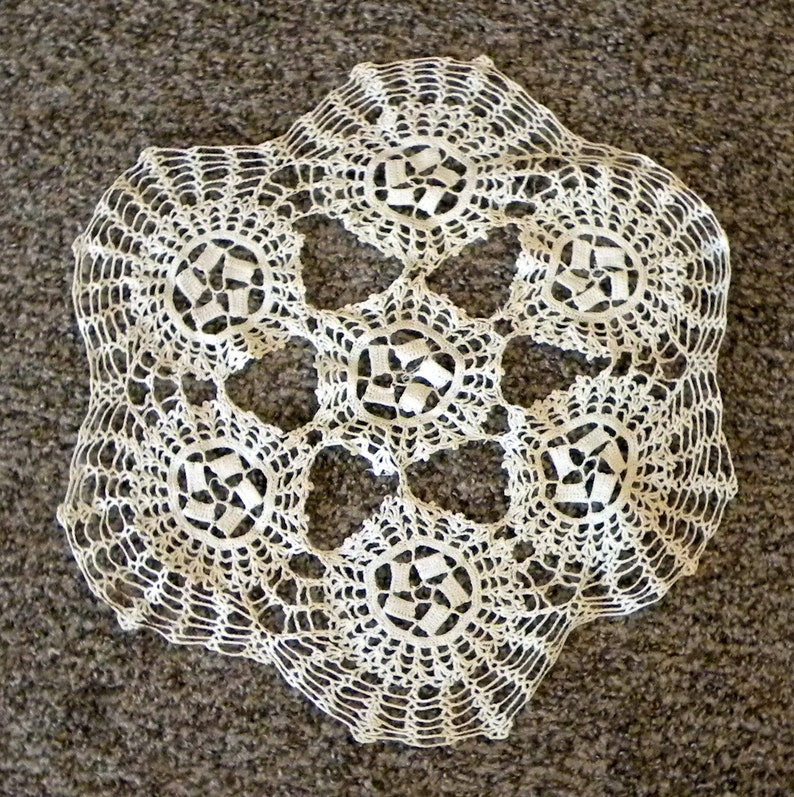 Vintage Hand Crochet Pinwheel Doily Star Motif Scalloped Round 15" - Etsy