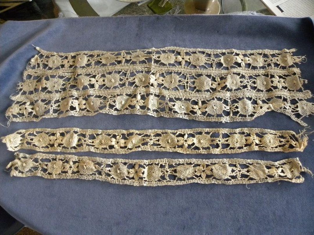 Lot of Vintage Lace Fragments: off White Floral Lace - Etsy