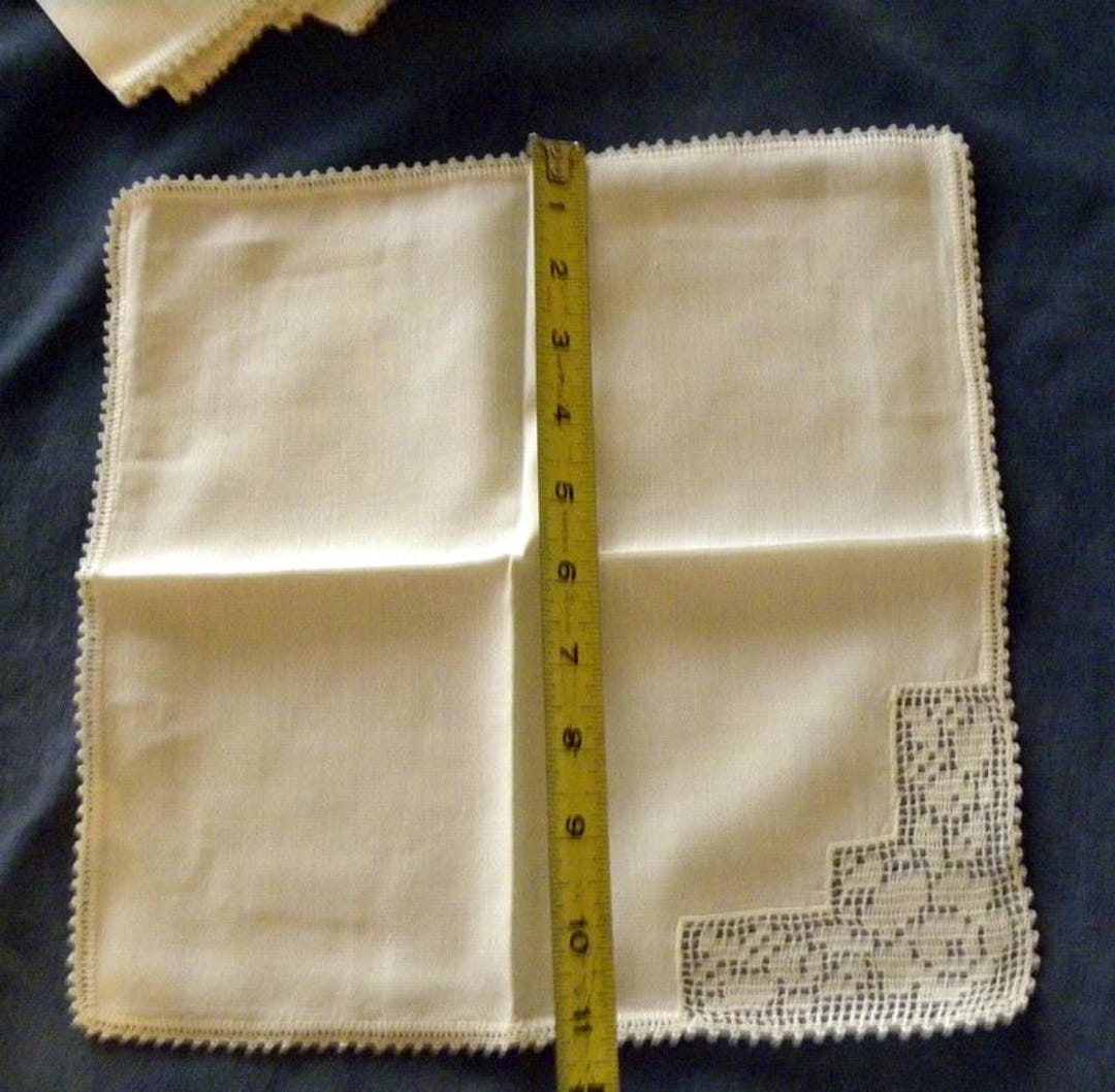 LOVELY Vintage 1920s Madeira Napkins Filet Lace Corner, Fine Linen ...