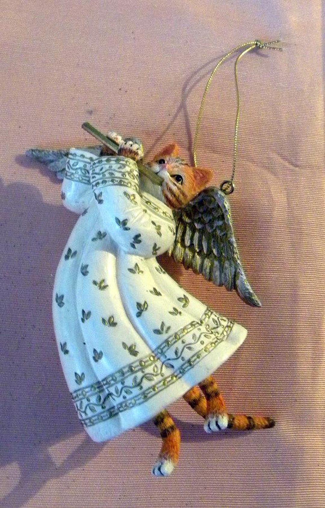 Vintage Ellen Stouffer Tiger Cat Angel With Flute Christmas Ornament - Etsy