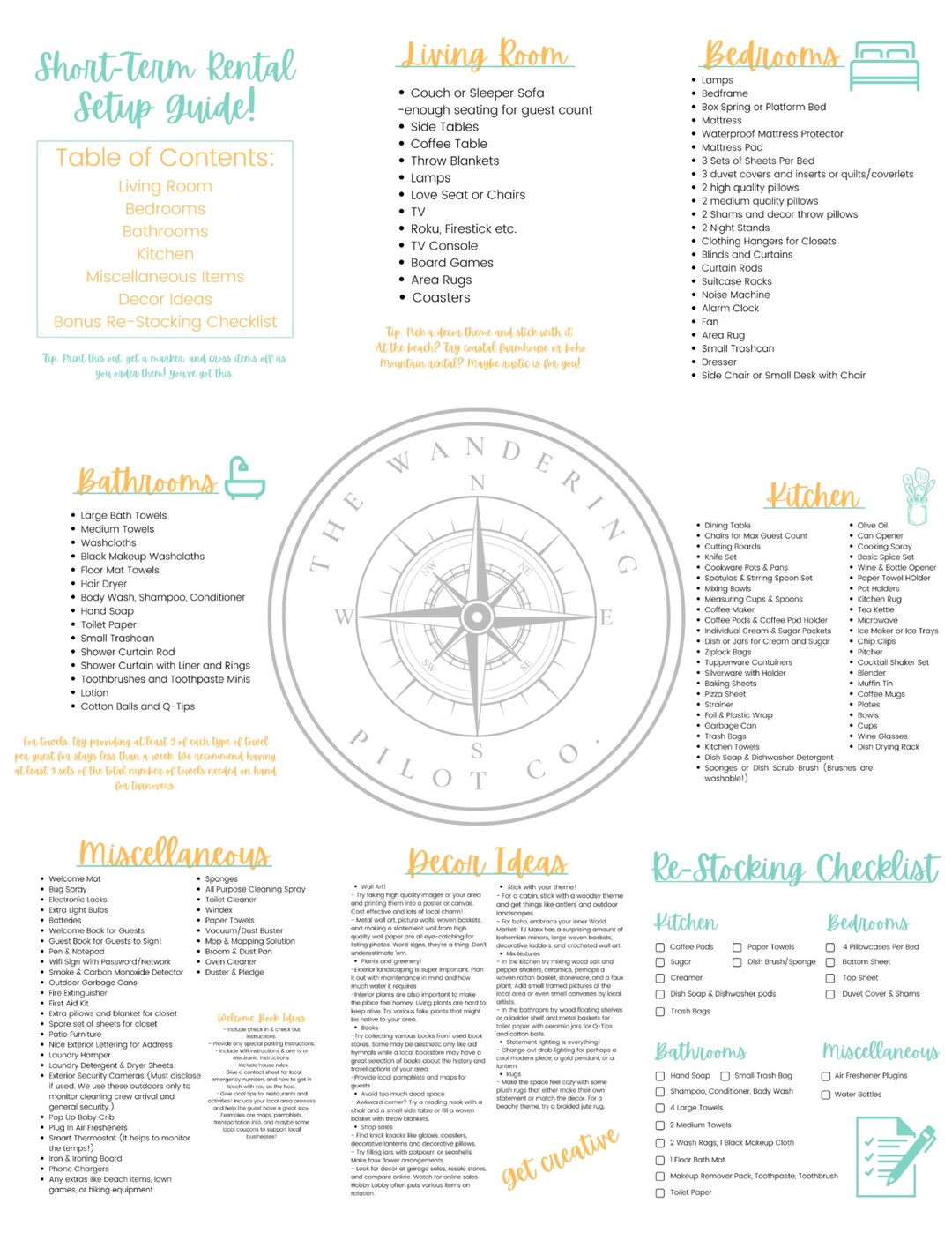 8 Page Airbnb Set up Guide, Full Start-up Guide for Short Term Rental ...