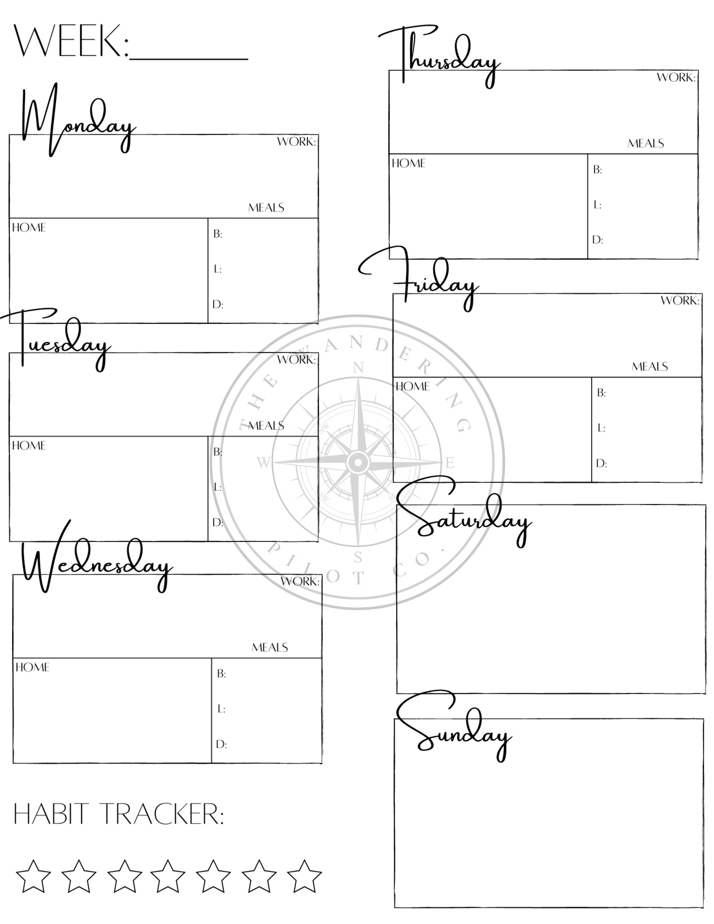 Printable Weekly Schedule, Minimalist Project Planner, Habit Tracker ...