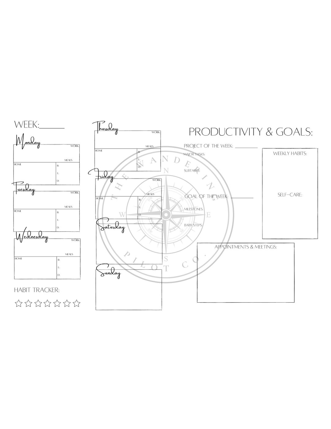 Printable Weekly Schedule, Minimalist Project Planner, Habit Tracker ...