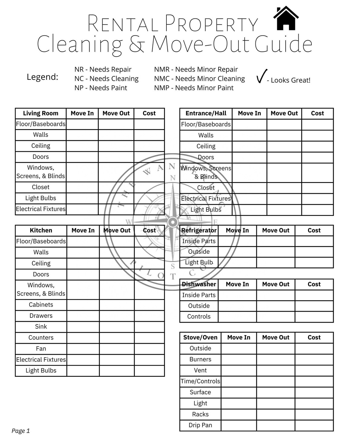 Customizable Renter Cleaning & Inspection Move-out Guide, Instant ...
