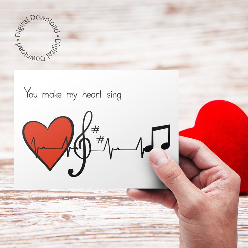 You Make My Heart Sing - Printable Digital Love Card for Valentine’s ...