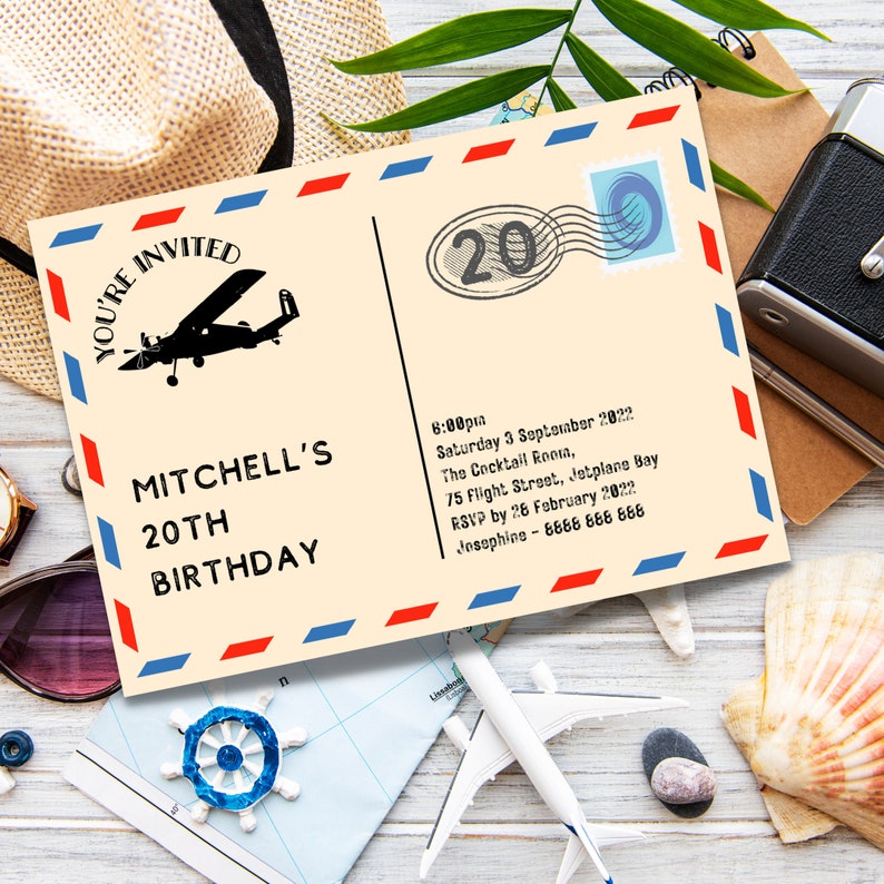 Editable Travel Themed Party Invitation - Etsy
