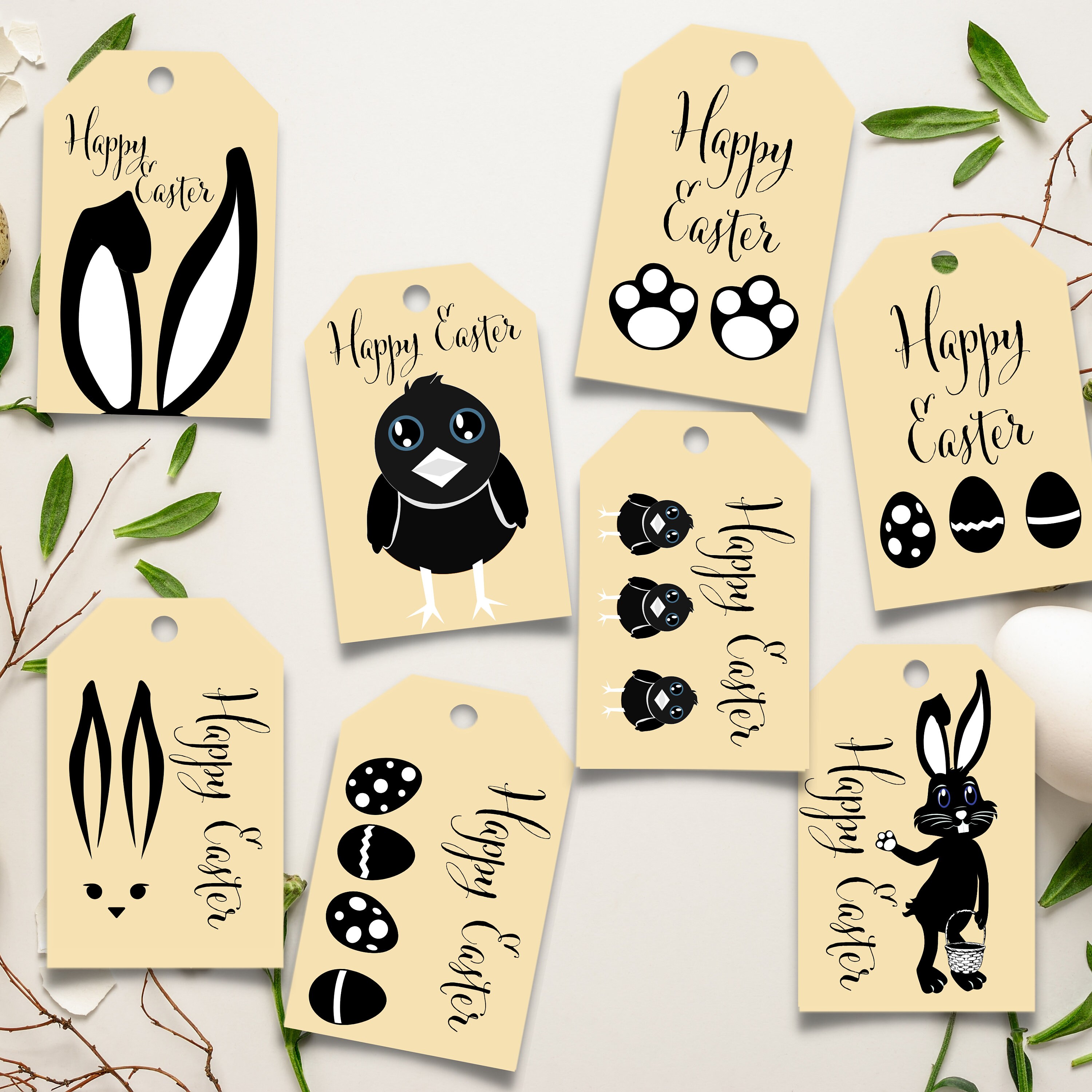 Neutral Easter Gift Tags. Printable Swing Tags to Attach to | Etsy