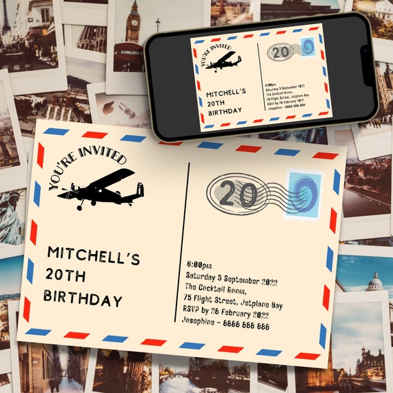 Editable Travel Themed Party Invitation - Etsy