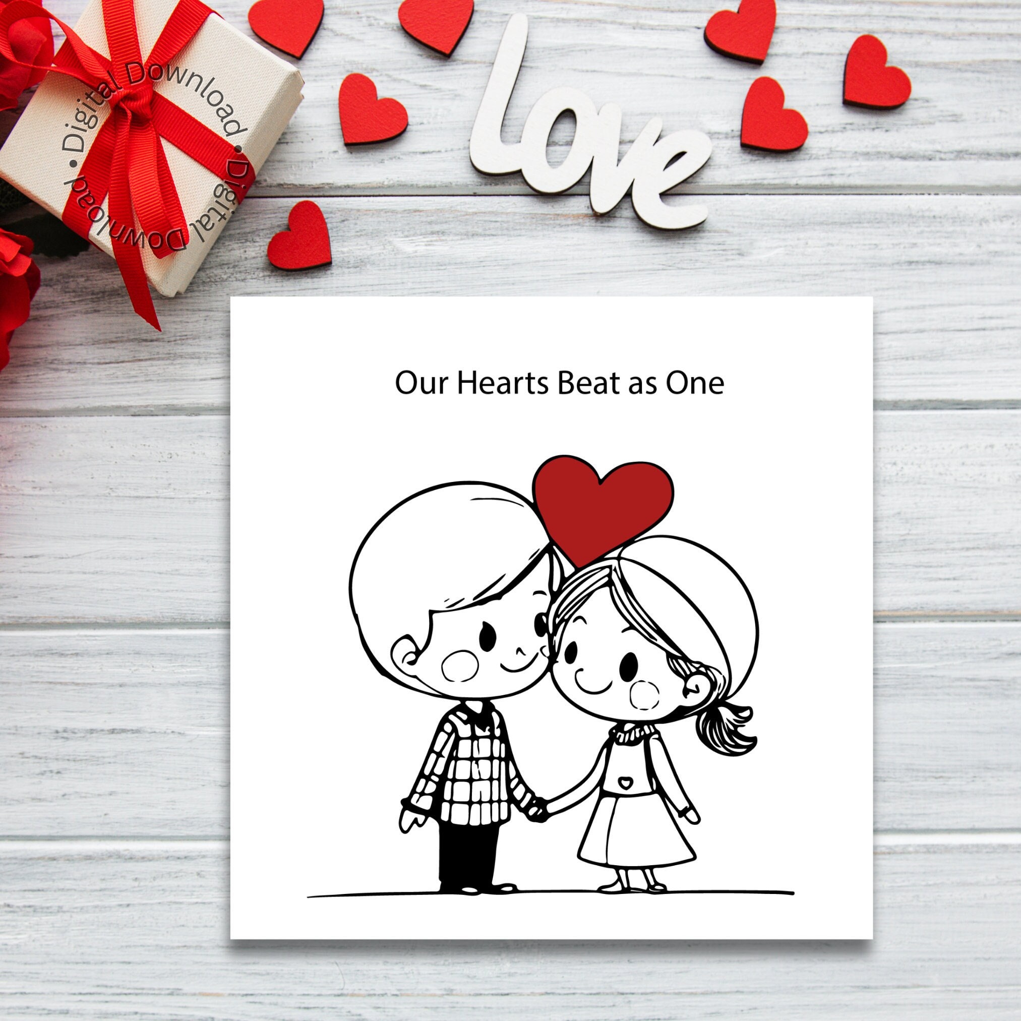 Cute Valentine's Day Card – Hearts Beat as One Anniversary Gift ...