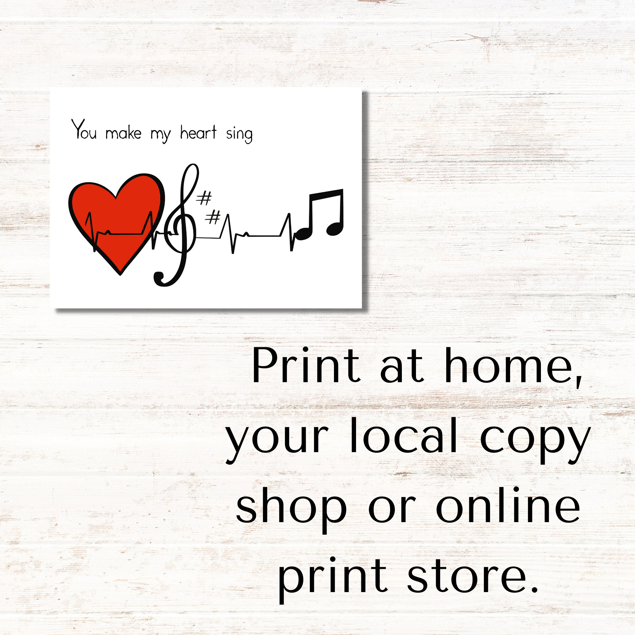 You Make My Heart Sing Printable Digital Download Valentines - Etsy