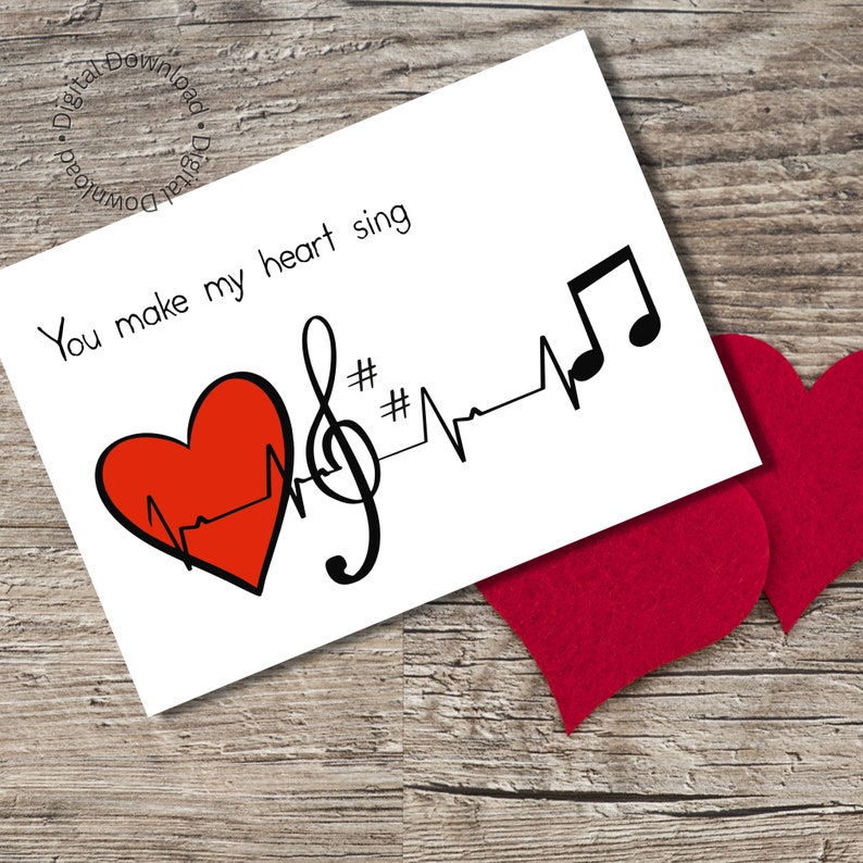 You Make My Heart Sing Card - Anniversary, Valentine's Day (digital ...
