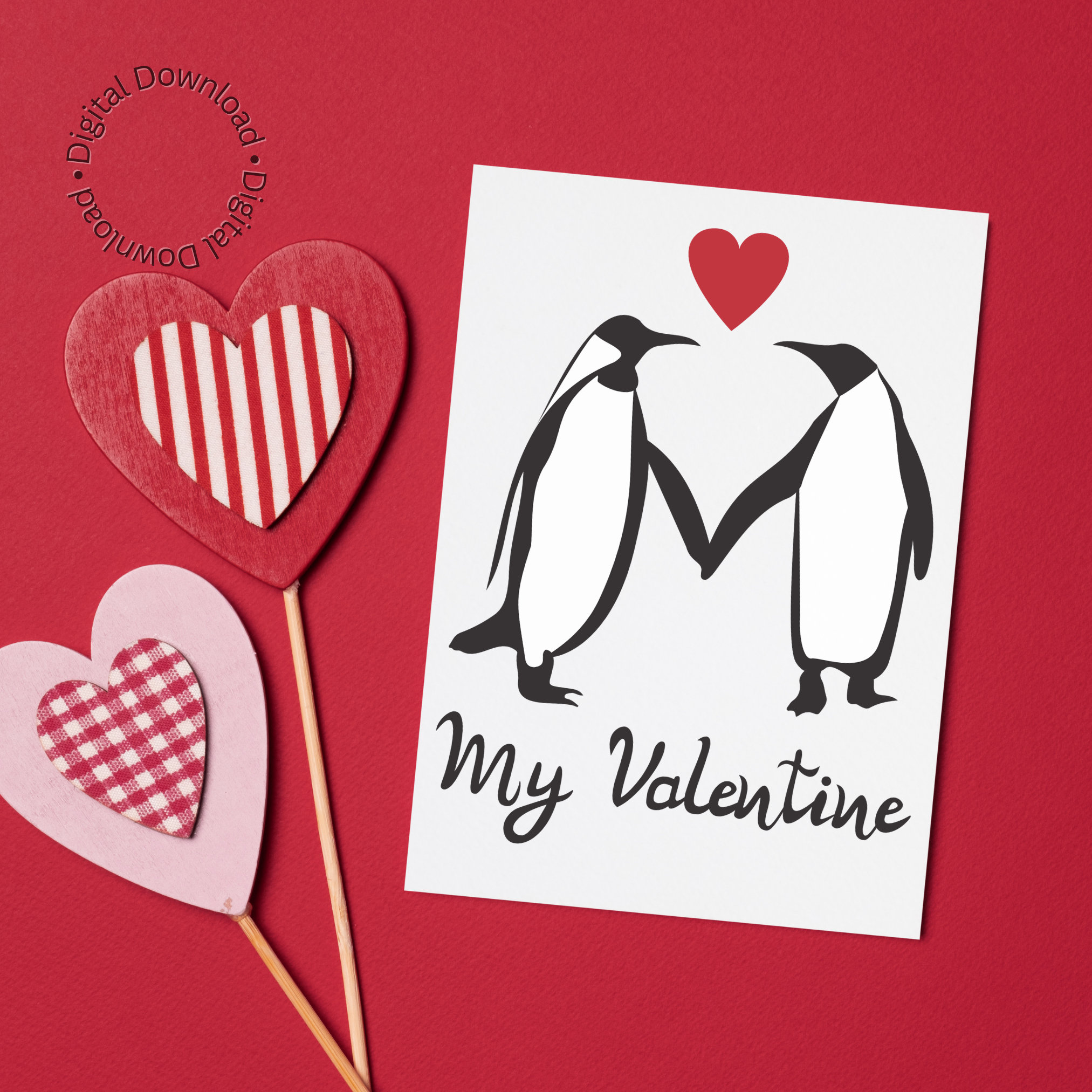 Penguin Lovers Printable Valentines Day Card Digital Download - Etsy
