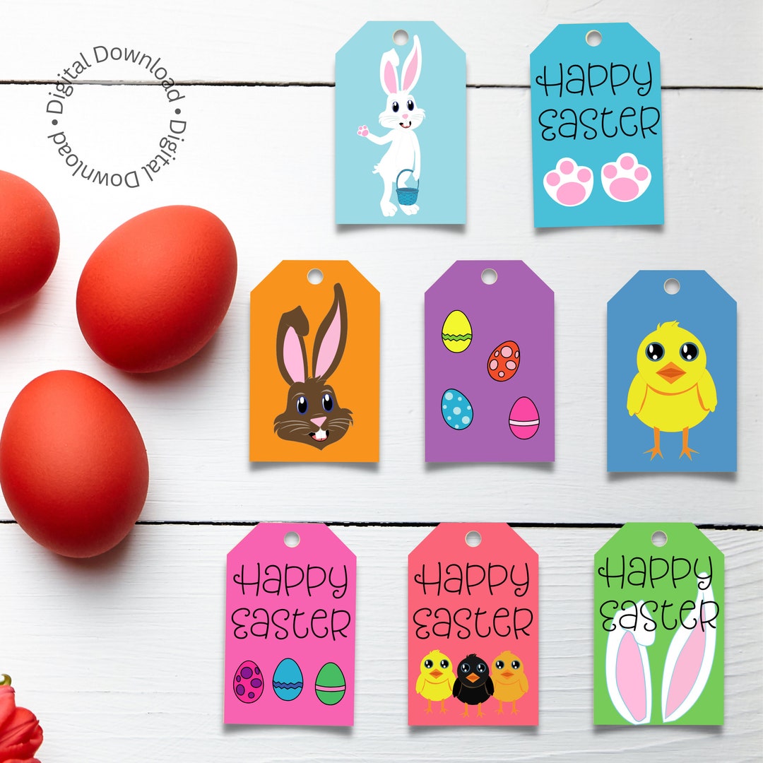 Colourful Easter Tags - Vibrant Printable Gift Tags for Easter Gifts ...