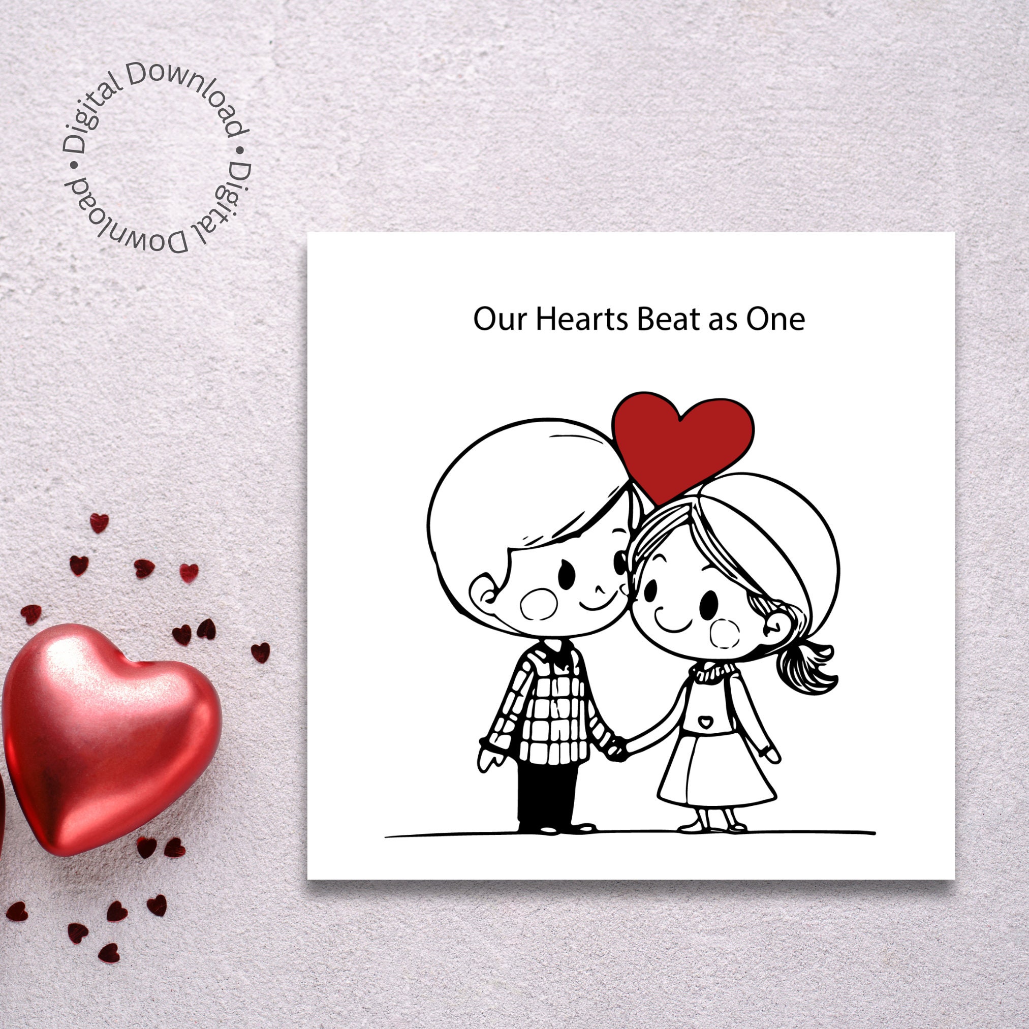 Cute Valentine's Day Card – Hearts Beat as One Anniversary Gift ...