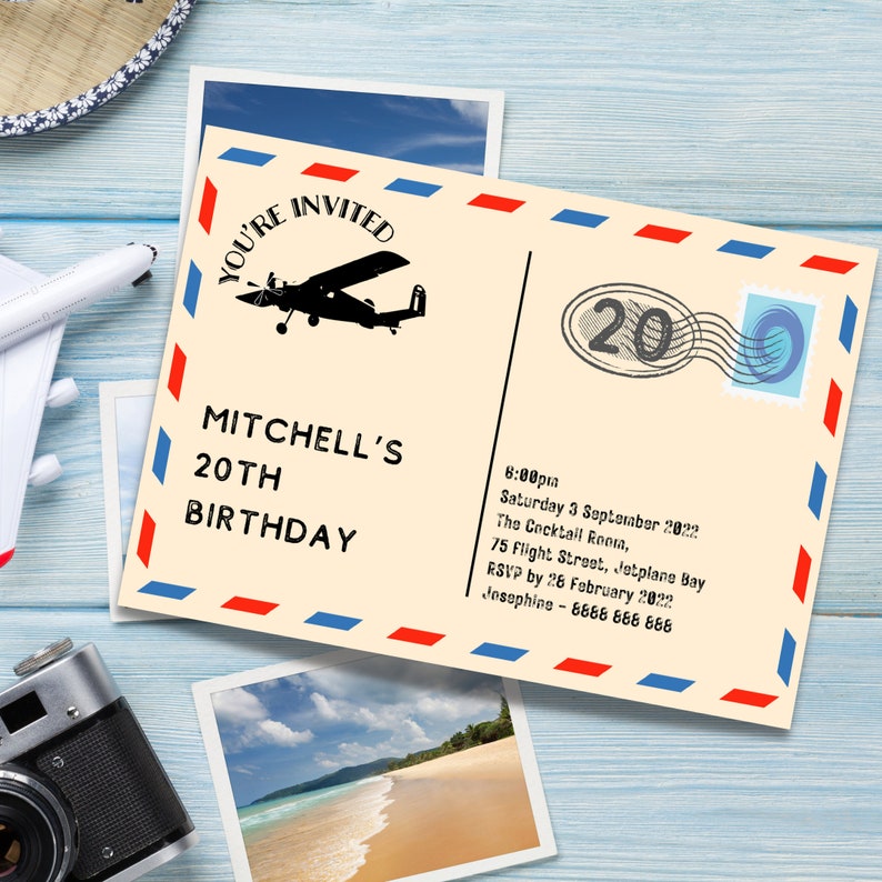 Editable Travel Themed Party Invitation - Etsy