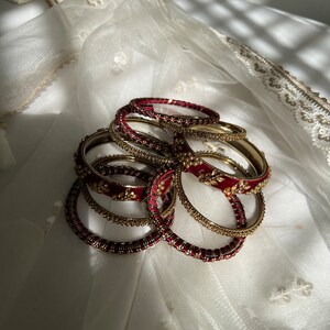 Maroon Jewel Bangles Set: Indian Wedding Jewelry, Diwali Gift - Etsy