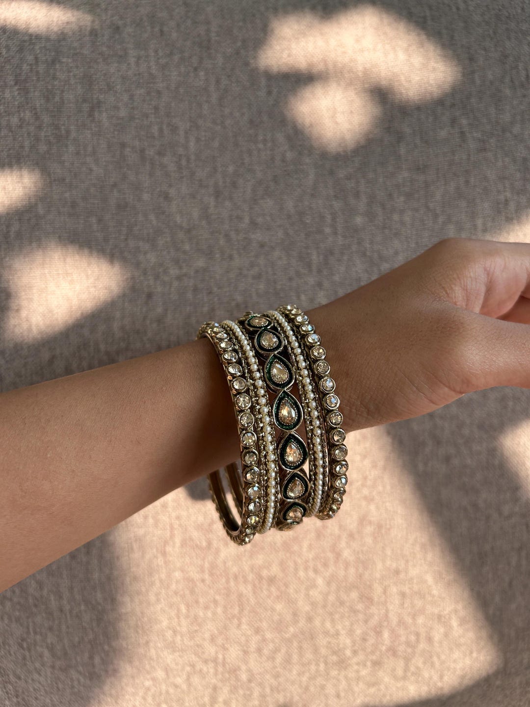 Gold-plated Pearl Bangle Set, Indian Wedding Jewelry - Etsy