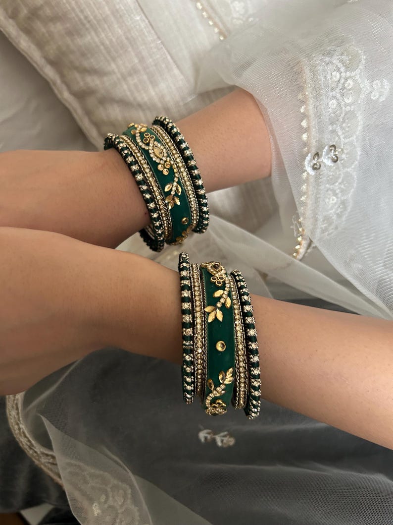 Green Jewel Bangles Set, Indian Wedding Jewelry - Etsy