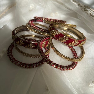 Maroon Jewel Bangles Set: Indian Wedding Jewelry, Diwali Gift - Etsy