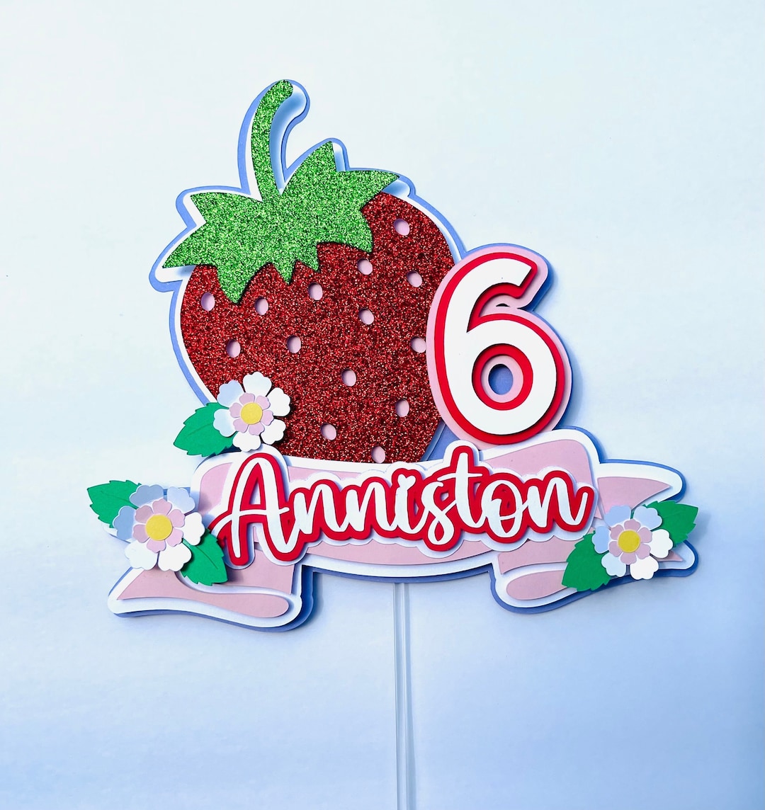 Strawberry Birthday Cake Topper, Strawberry Birthday, 3D, Strawberry ...