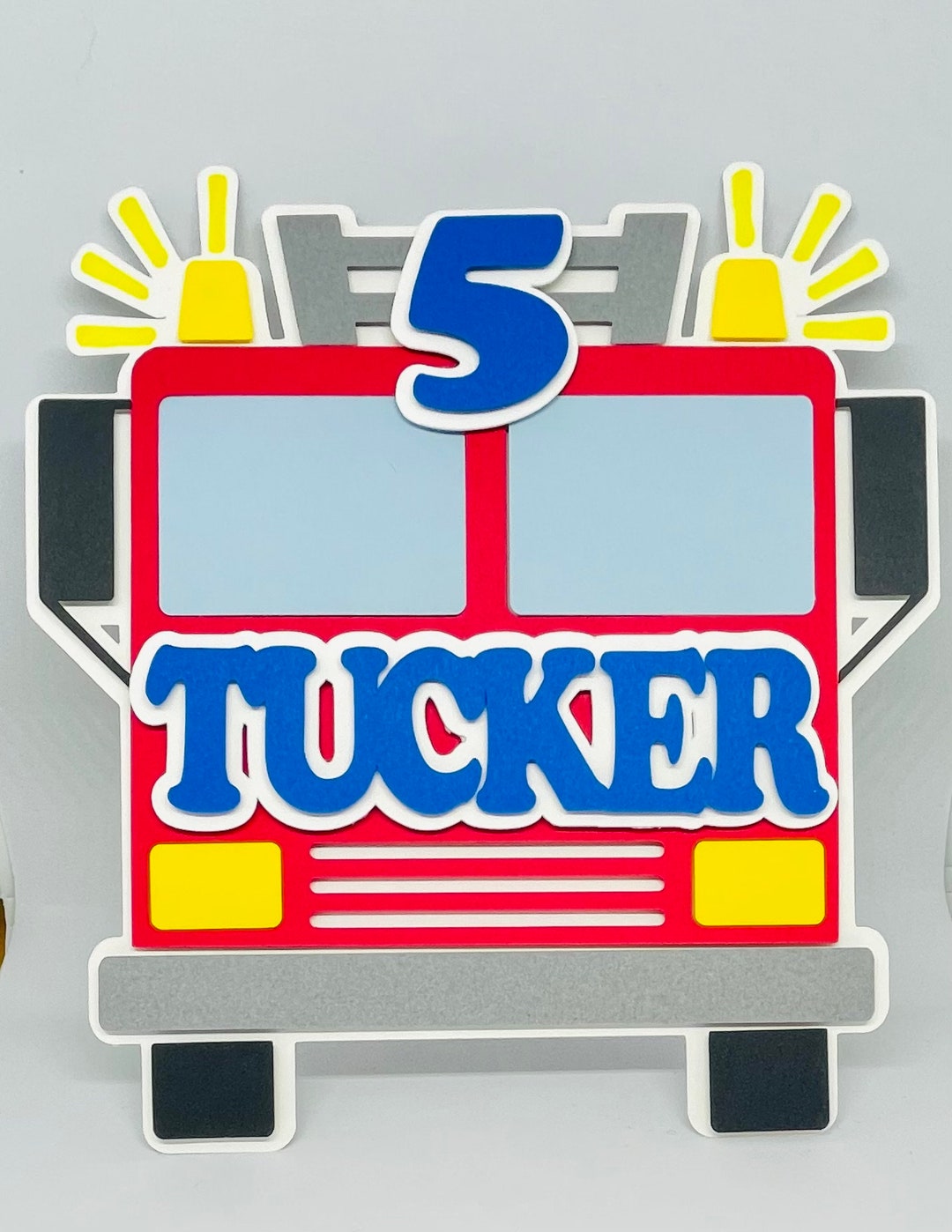 Fire Engine Cake Topper, Custom Cake Topper, 3D Topper, Boy Custom Cake ...