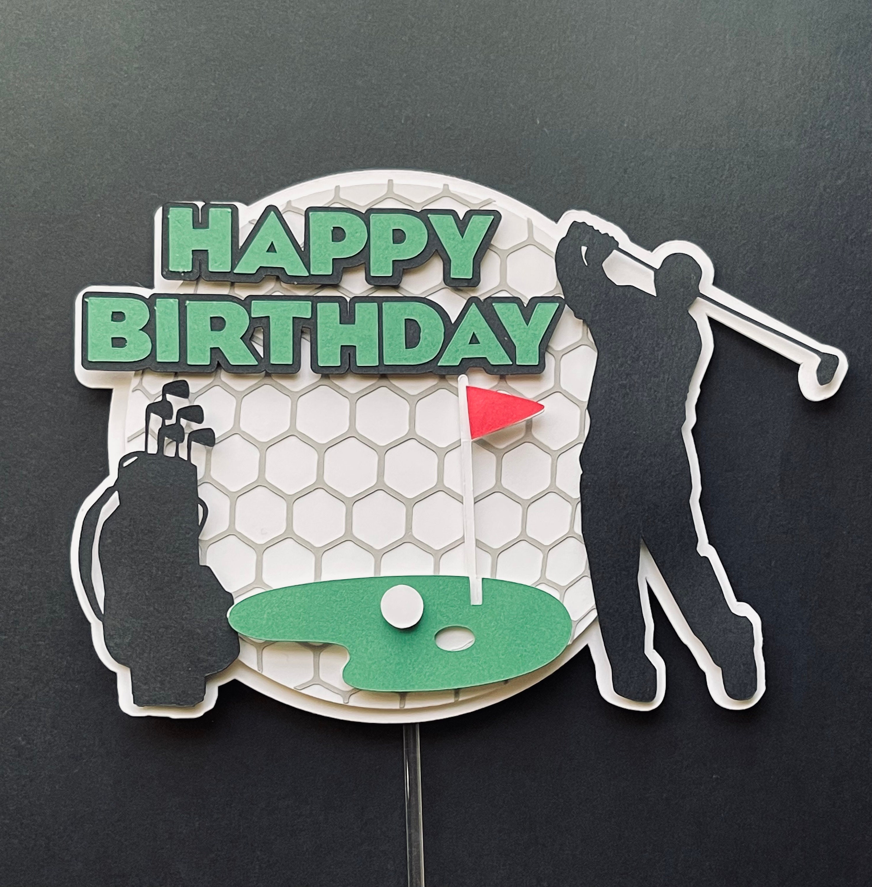 Golf Happy Birthday Cake Topper, Custom Cake Topper, 3D Cake Topper ...