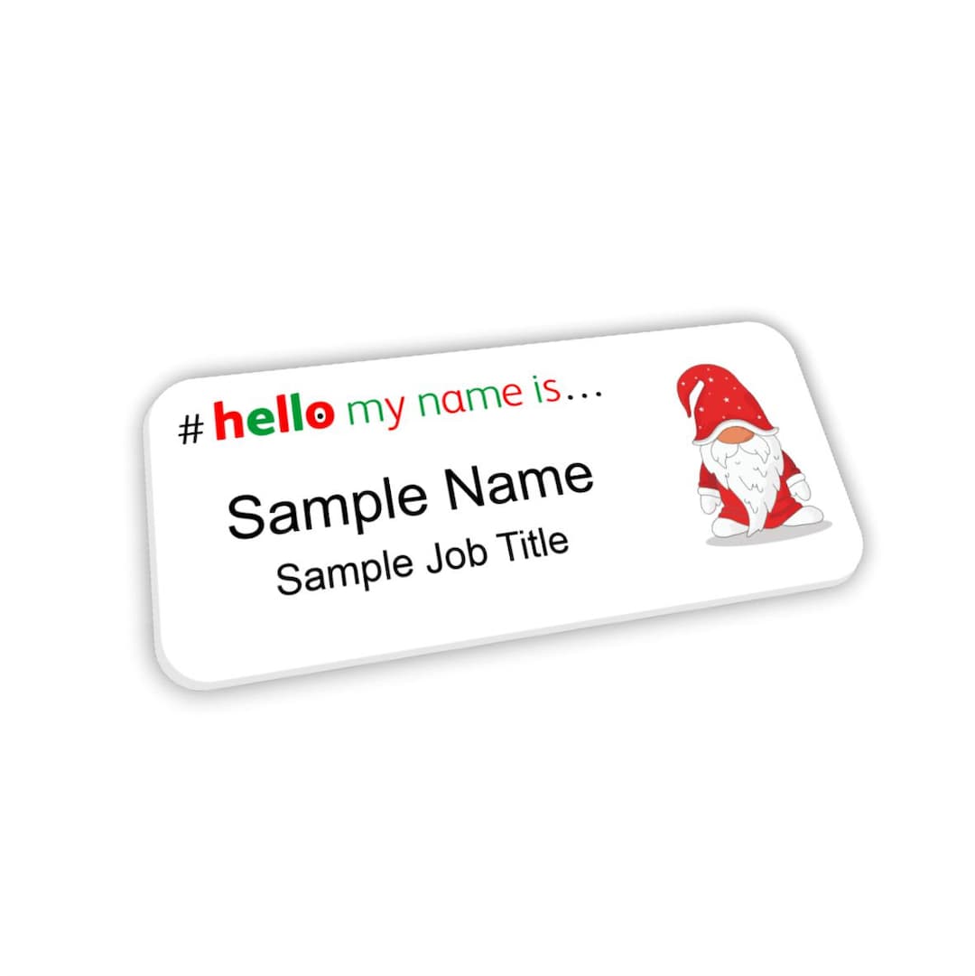 Hello My Name is Premium Personalised Gonk Gnome Xmas Name Badge - Etsy