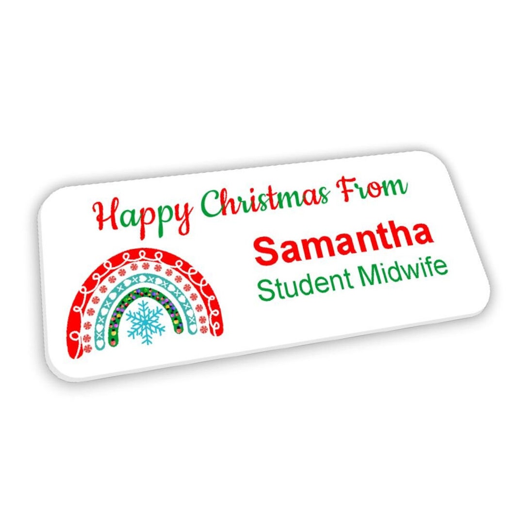 Christmas Xmas Boho Rainbow Name Badge NHS Staff Registered - Etsy