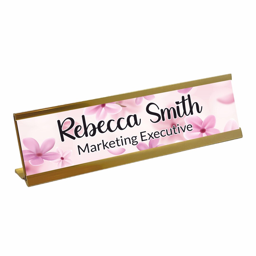 Office Desk Sign Personalised Name Plate Holder Desk Plaque With Black ...