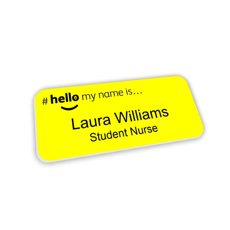 Hello My Name is Premium Personalised Yellow Name Badge - Etsy UK