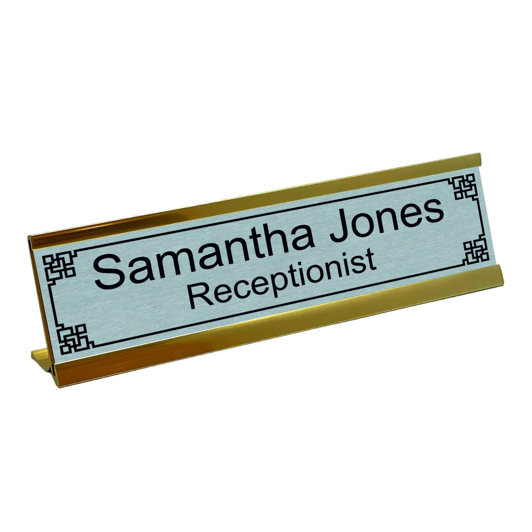 Office Desk Sign Personalised Name Plate Holder Desk Plaque With Gold ...