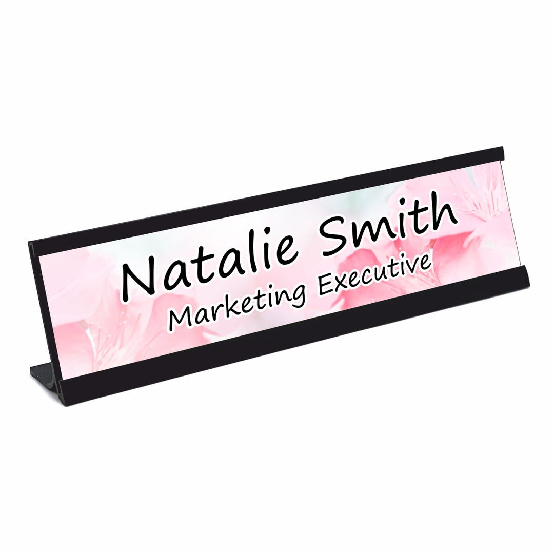 Office Desk Sign Personalised Name Plate Holder Desk Plaque With Black ...