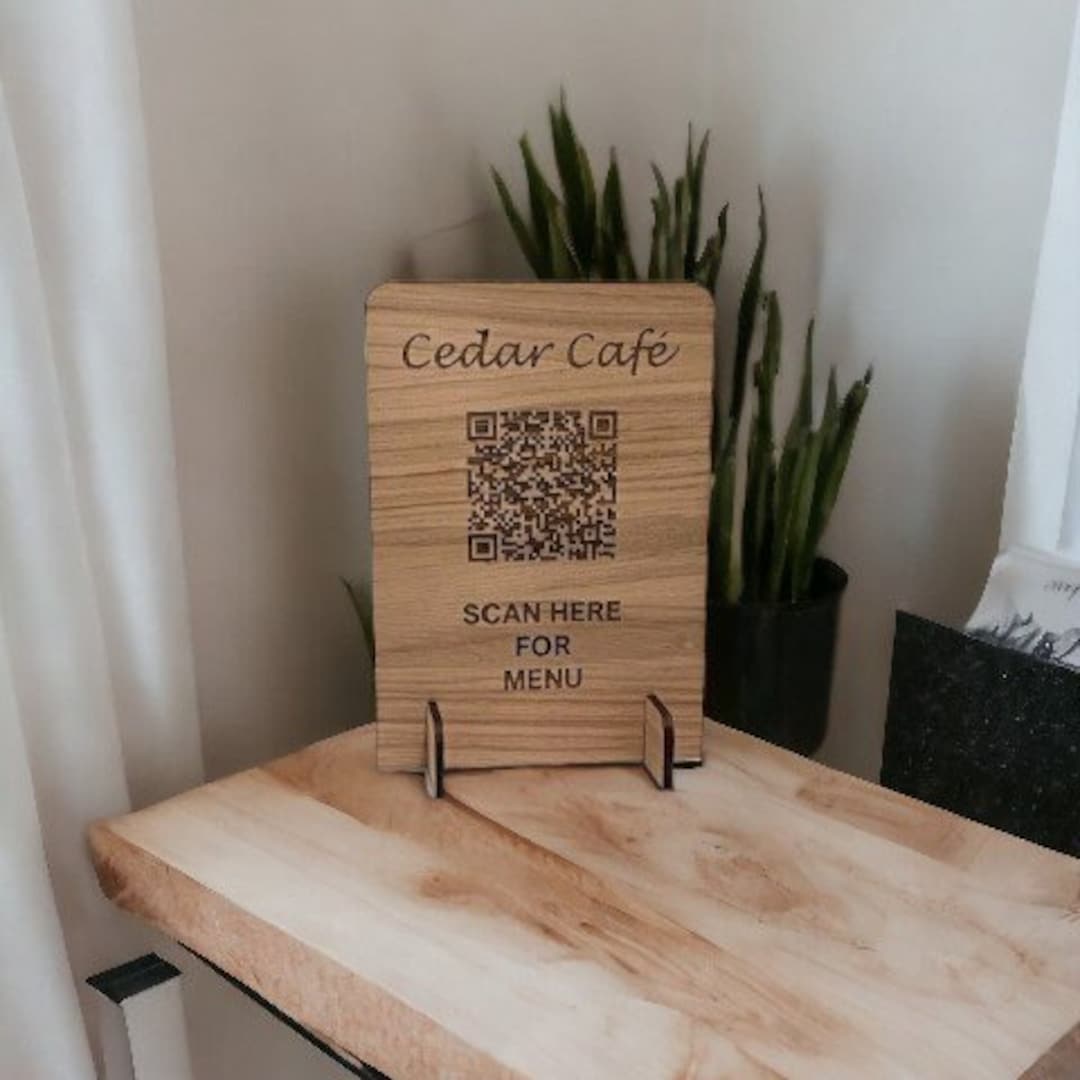 Personalised QR Code Wooden Table Sign for Your Restaurant, Café, Bar ...